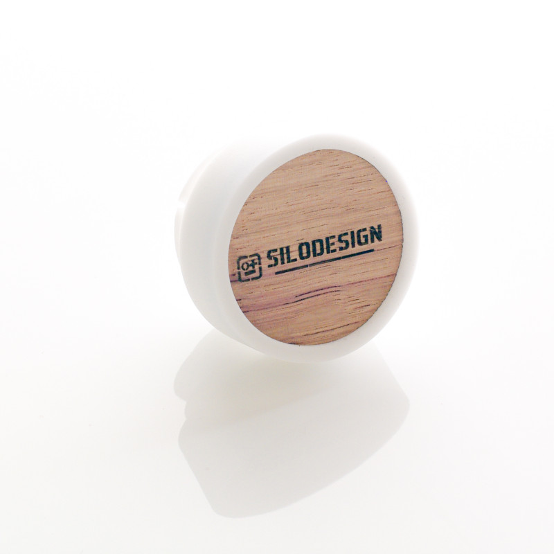 White stopper with Oak wood insert